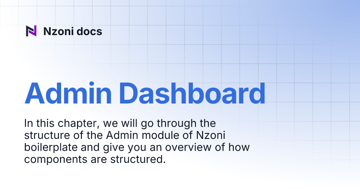 Admin Dashboard | Nzoni docs