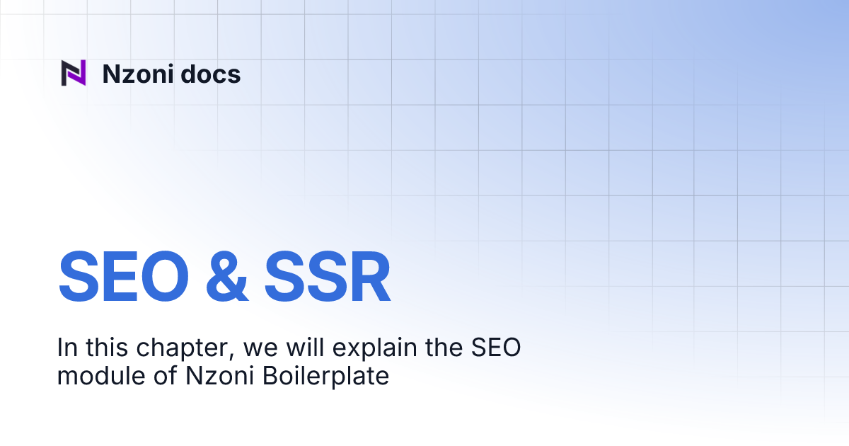 SEO & SSR | Nzoni docs