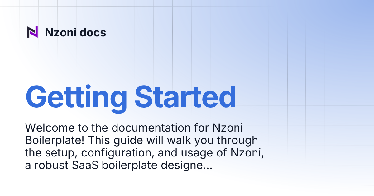 Getting Started | Nzoni docs
