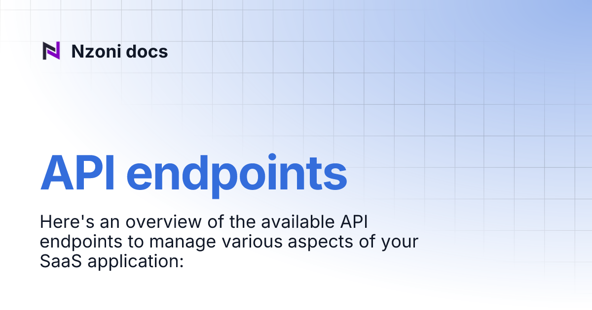 API endpoints | Nzoni docs